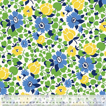 Cotton Fabric PACKED PETALS 54790-3 Blue, MERRY-GO-ROUND Collection fr ...